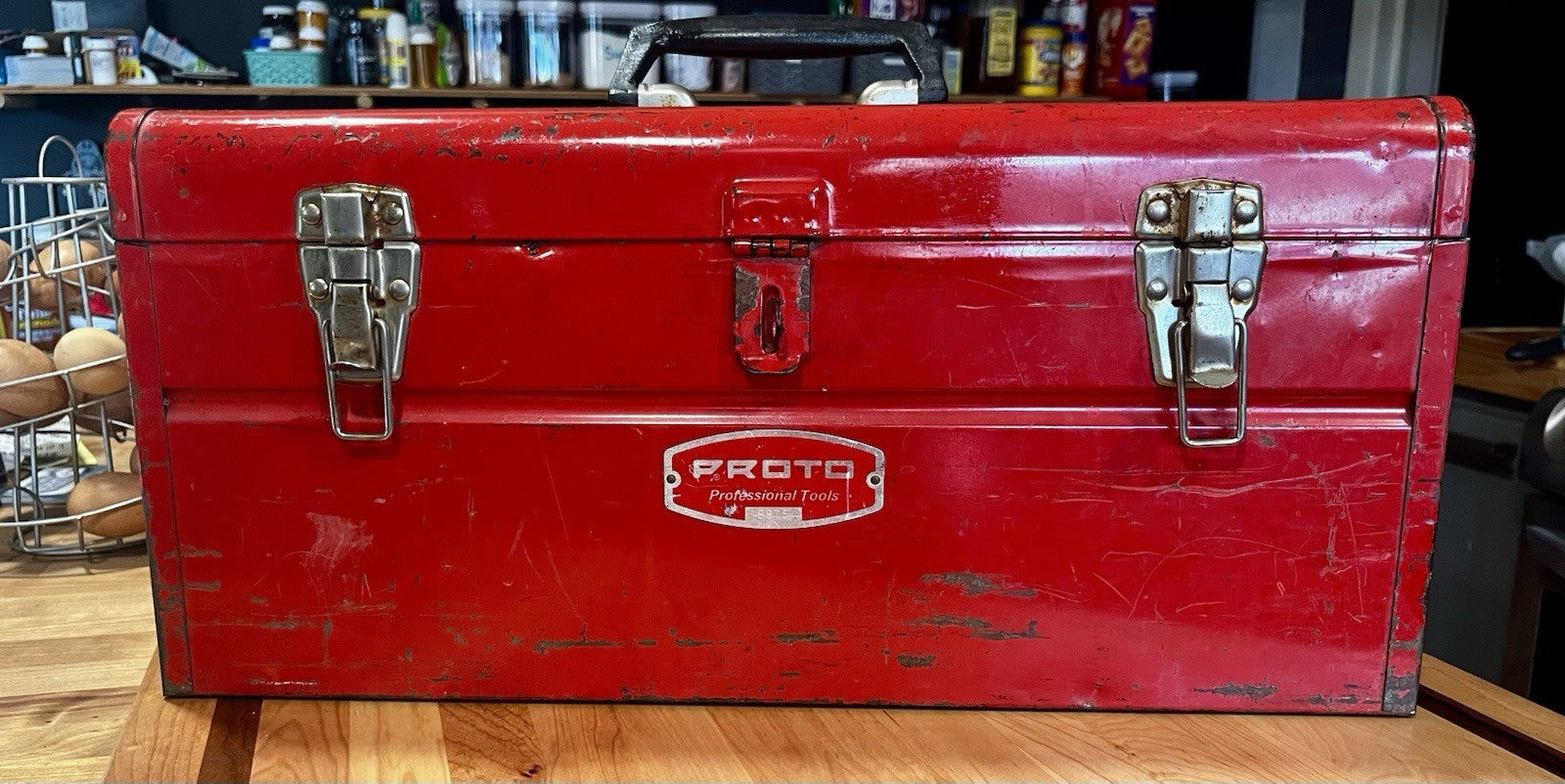 Vintage PROTO Metal Toolbox 9975 Heavy Duty Steel Red Tool Chest Latch ...
